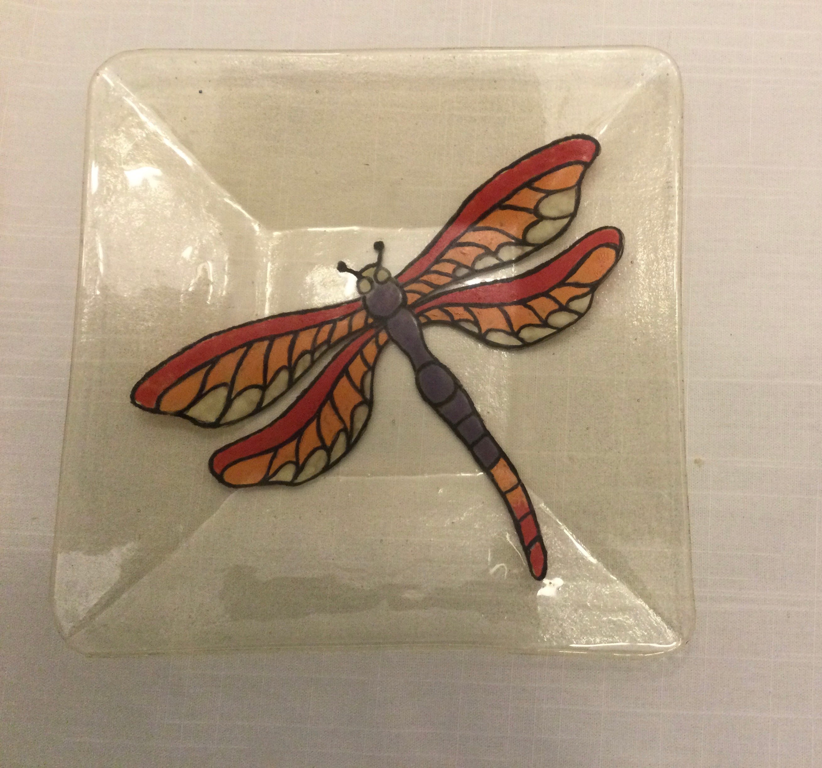 Hand painted dragonfly platter - Etsy.de