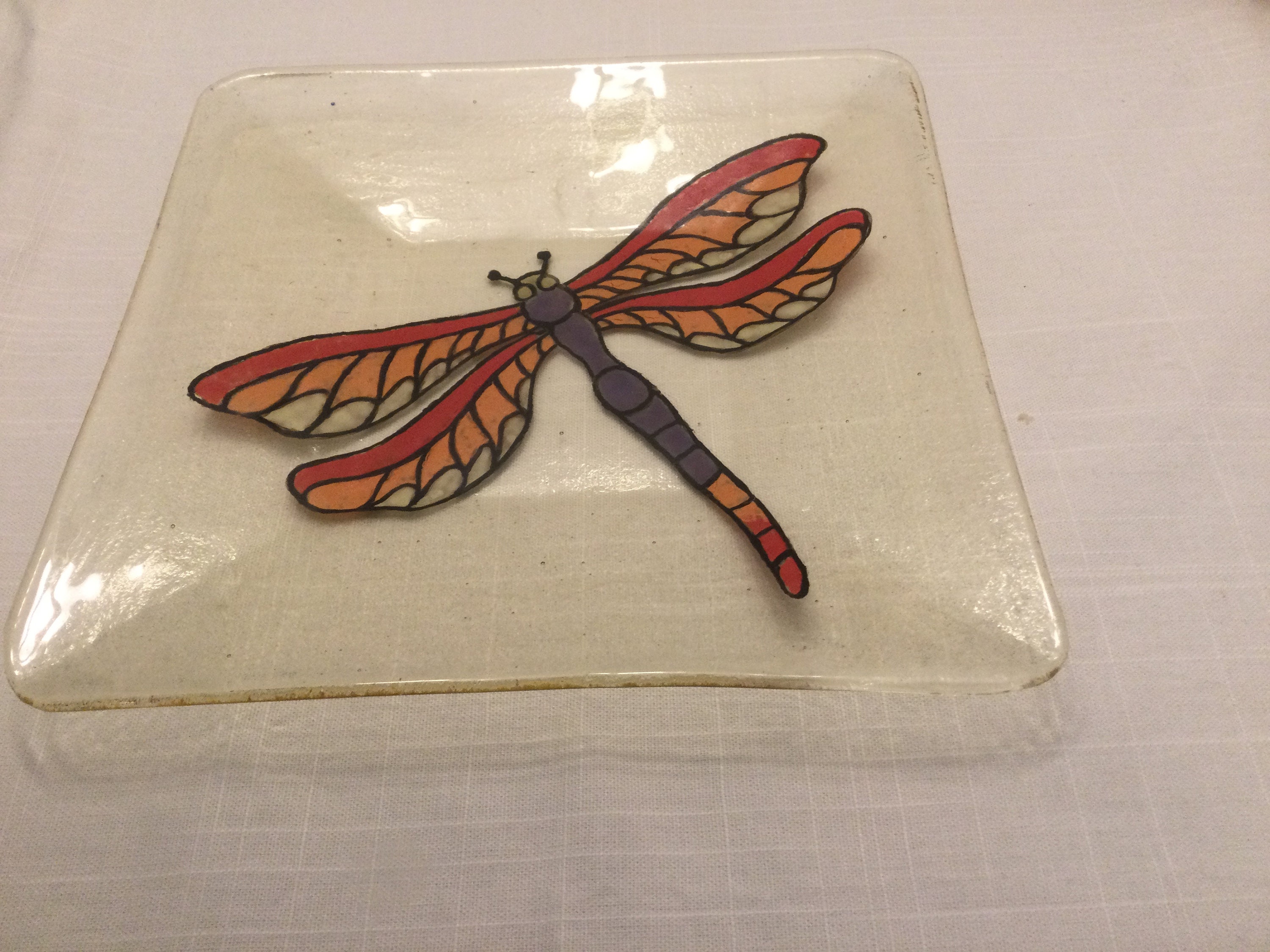 Hand painted dragonfly platter - Etsy.de