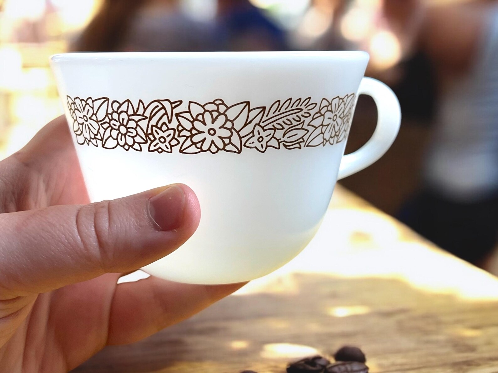 Vintage Pyrex Milk Glass Coffee Cups /set of 2 / Mug / Woodland Brown ...