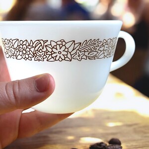 Vintage Pyrex Milk Glass Coffee Cups /set of 2 / Mug / Woodland Brown ...