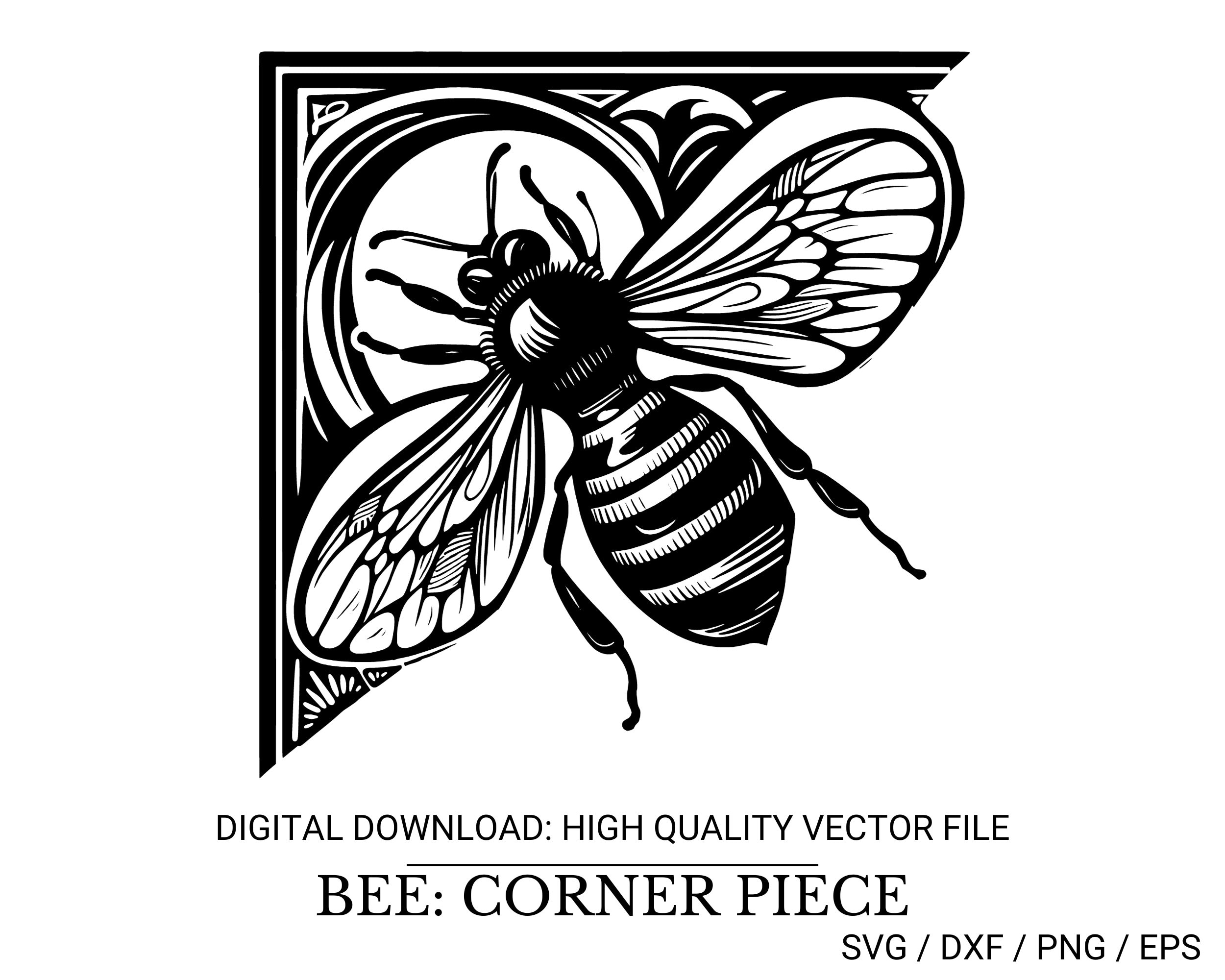 Art Nouveau Bee Corner Design Engraving Clipart Digital Clip Art ...