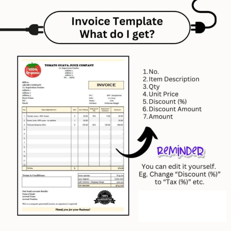 Editable Invoice Template for Excel | Auto-fill Number | Delivery Order ...