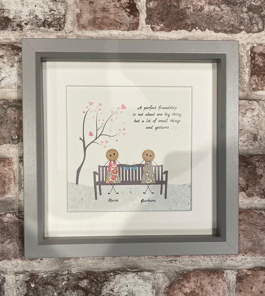Handmade ‘a Perfect Friendship’ Stick People Personalised Button ...