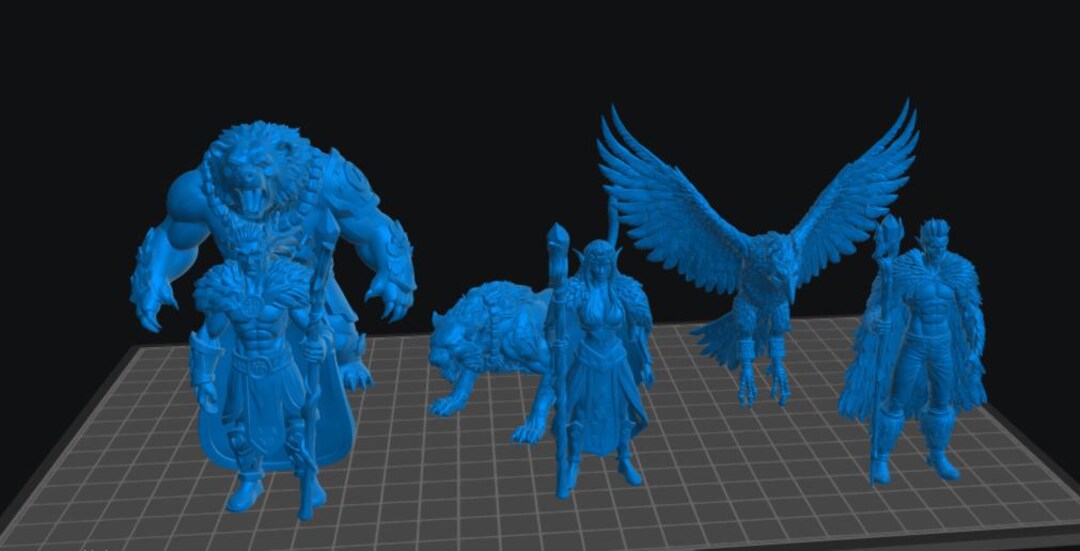 Druid Miniature Pack, Bear, Panther, Raven Forms (STL Files) - Etsy
