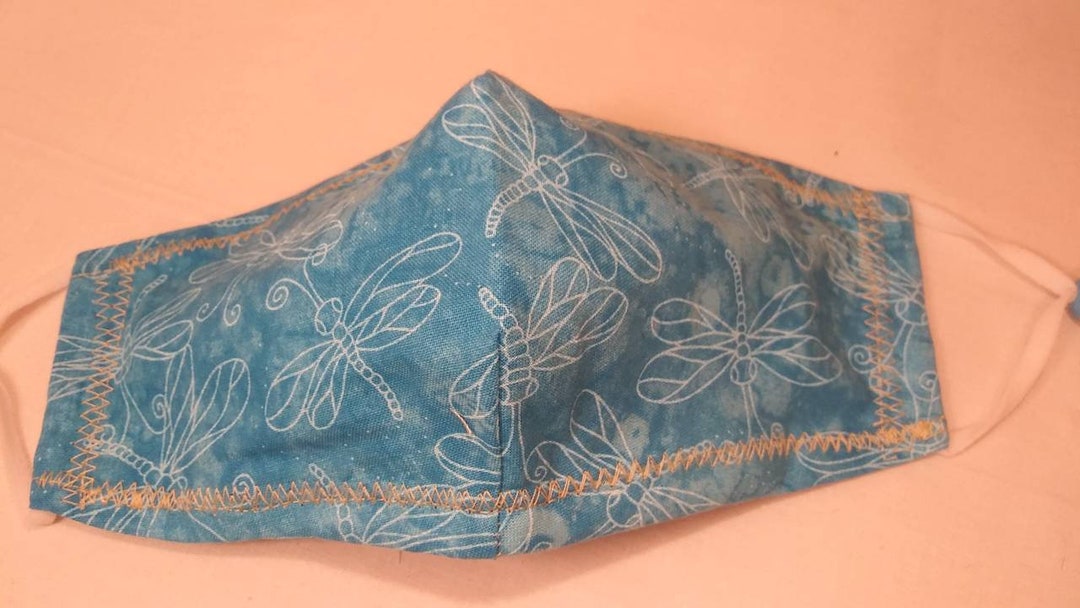 Dragonflies Cotton Face Mask/ Colorful Dragonfly face mask/100% Cotton ...
