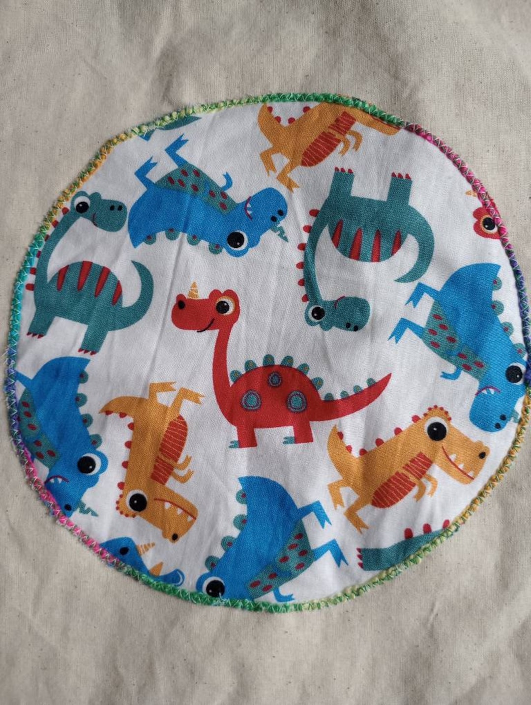 Dinosaur Tote Bag - Colorful Dinosaurs Cotton Print Sewed on Tote Bags ...