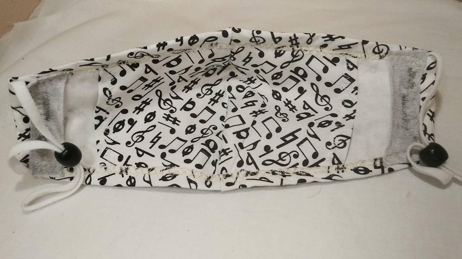 Musical Note on White Cotton Face Mask/musical Note Face Cover ...