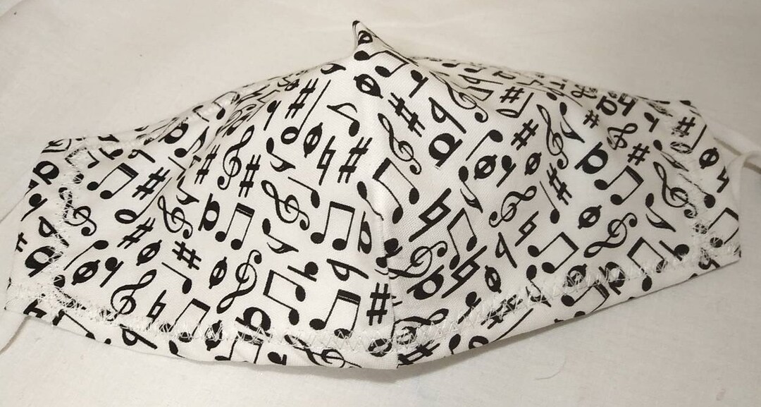 Musical Note on White Cotton Face Mask/musical Note Face Cover ...