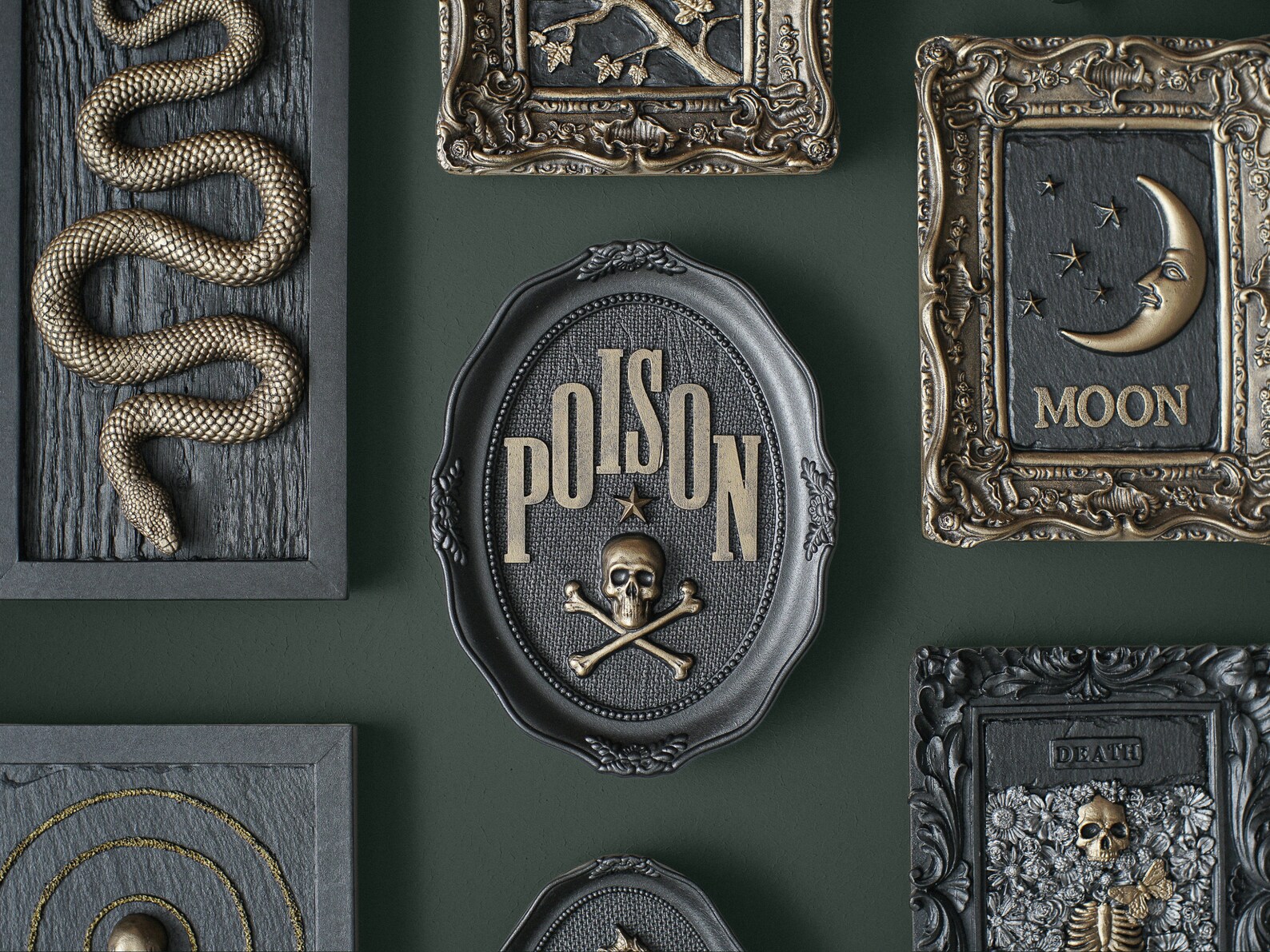 Poison Wall Art, Skull & Crossbones Sculpture, Gothic Home Decor, Black ...