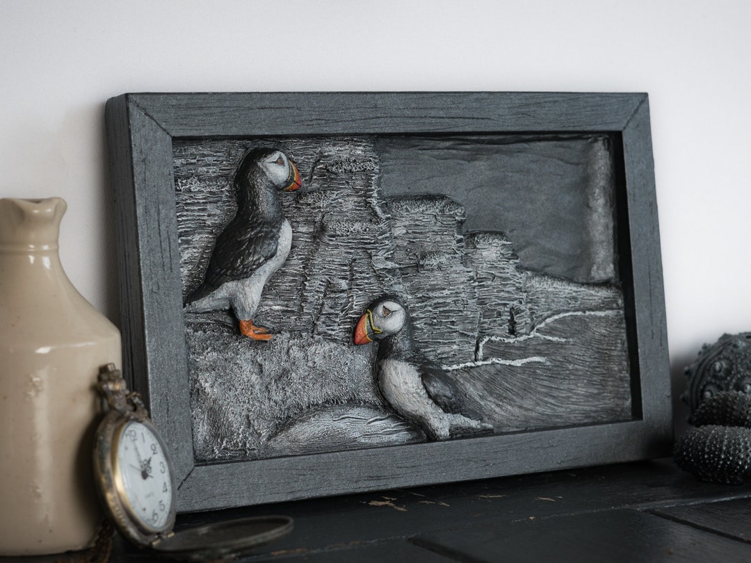 Puffin Gift Wall Art Original Sculpture Puffins Artwork - Etsy