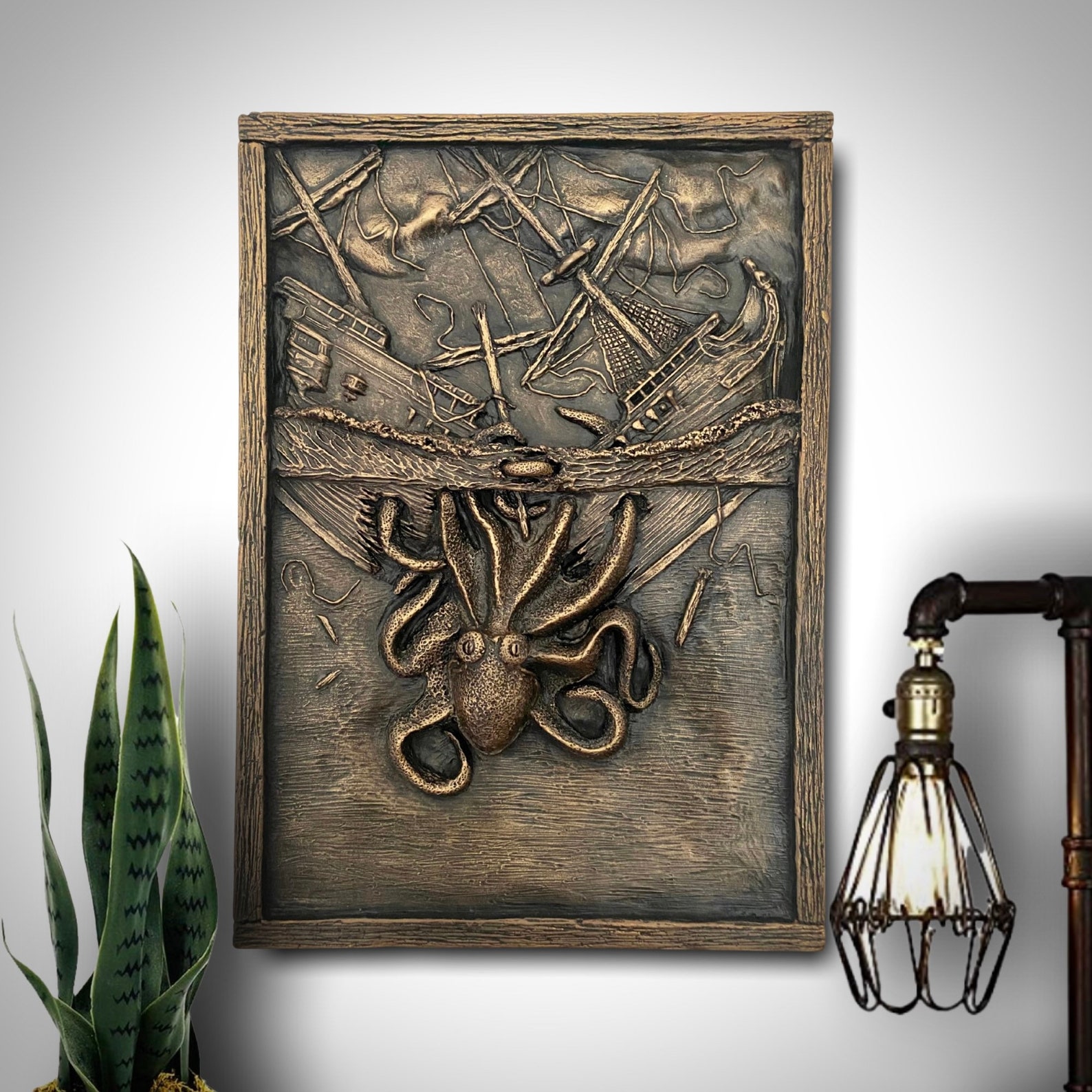 Kraken sculpture wall art highly detailed hand painted | Etsy