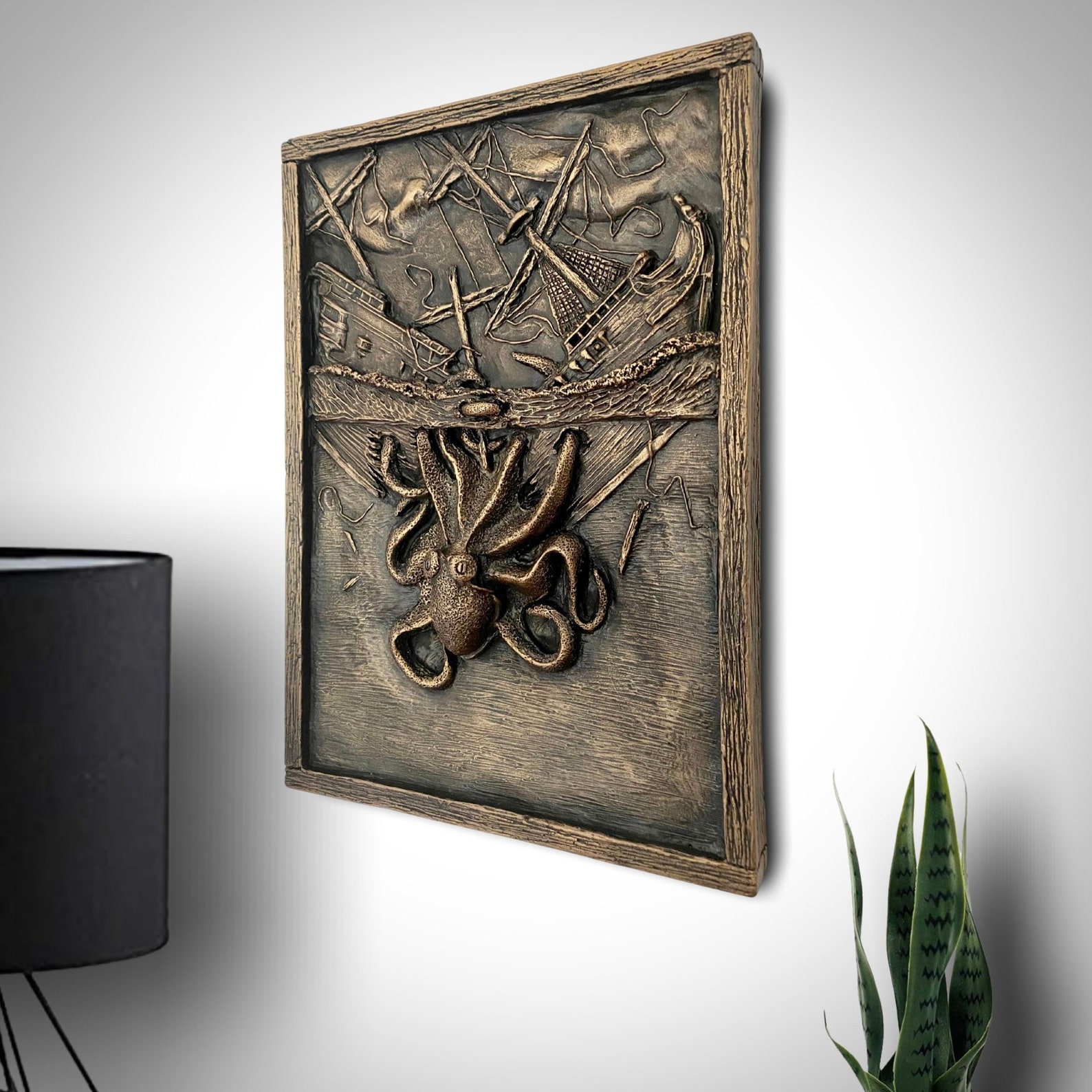 Kraken sculpture wall art highly detailed hand painted | Etsy