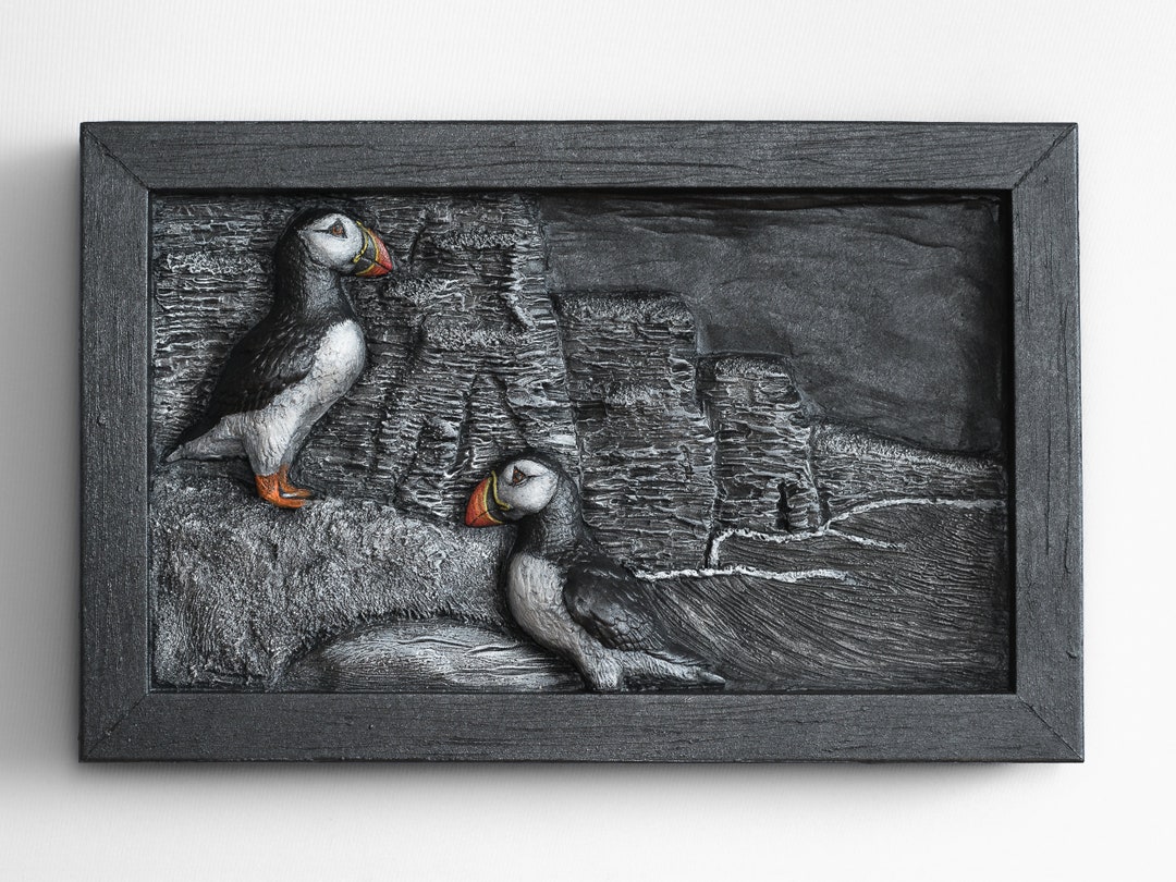 Puffin Gift Wall Art Original Sculpture Puffins Artwork Handmade ...