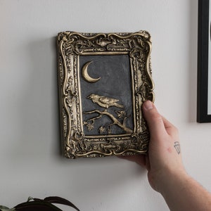 Raven Wall Décor Original Sculpture Gothic Home Decor Witchy Crescent ...