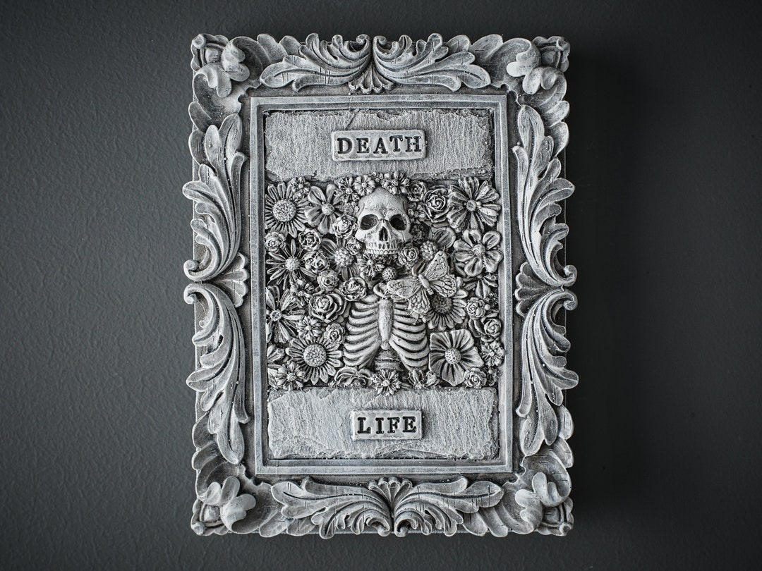 Macabre Skull Sculpture: Gothic Floral Skeleton Wall Art - Etsy