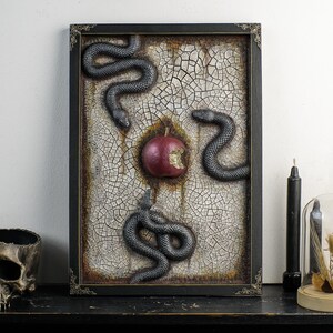 Snake Wall Art, Gothic Home Decor, Original Sculpture, Framed Artwork ...