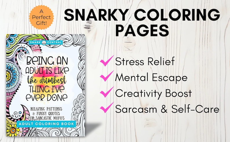 Sarcastic Adult Coloring Book, Being an Adult is Dumb 30 Snarky Mandala ...
