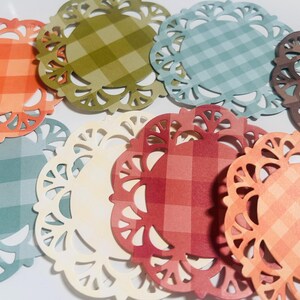 Set of 12 Autumn Gingham Handmade Doilies/scrapbooking/junk Journaling ...