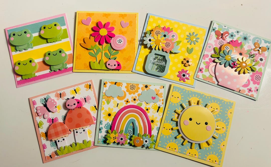 Mini Blank Spring Notecards/set of 7/stationary Sets/spring/summer ...