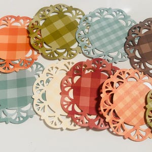 Set of 12 Autumn Gingham Handmade Doilies/scrapbooking/junk Journaling ...