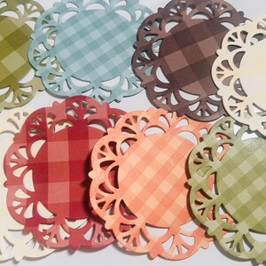 Set of 12 Autumn Gingham Handmade Doilies/scrapbooking/junk Journaling ...