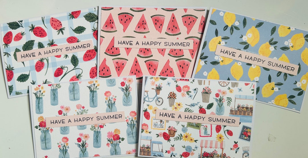 Have A Happy Summer Blank Note Cards/thank You Cards/set of 5/just ...