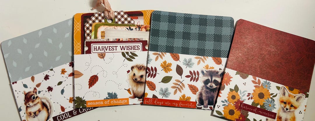 Fall Inspired Library Pockets/handmade Library Pockets/scrapbooking ...
