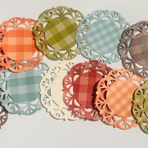 Set of 12 Autumn Gingham Handmade Doilies/scrapbooking/junk Journaling ...