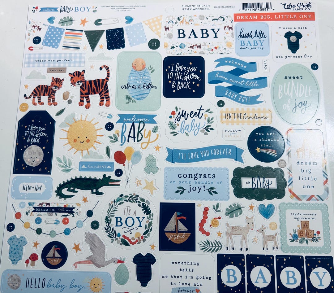 Welcome Baby Boy Element Sticker Sheets/baby Stickers/boy Stickers ...