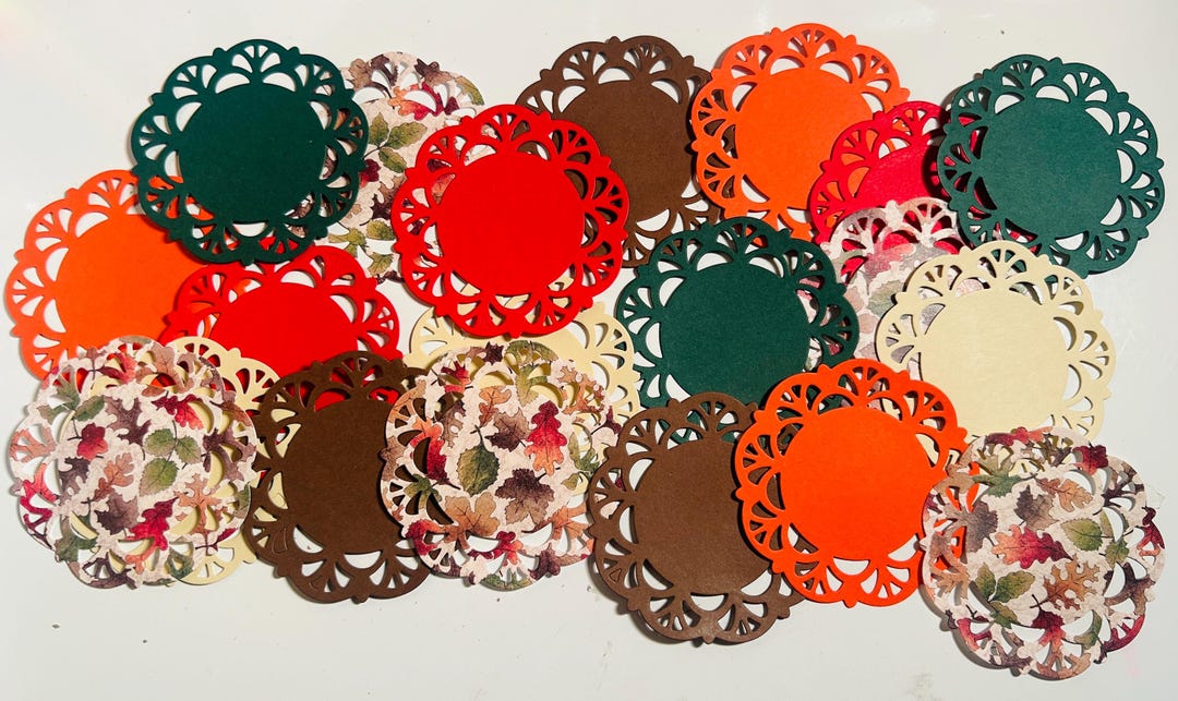 Set of 20 Fall Inspired Handmade Doilies/scrapbooking/fall Colors/fall ...