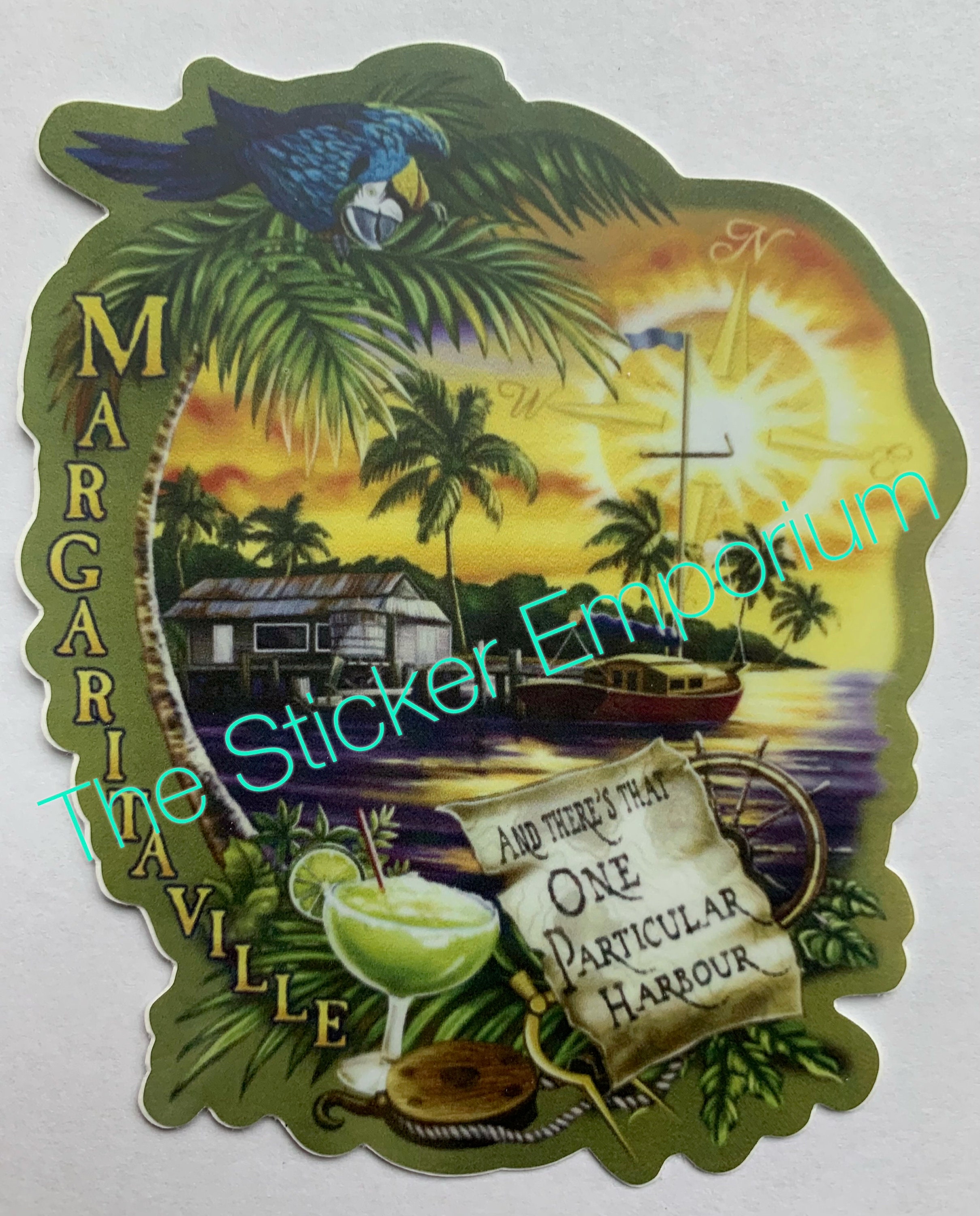 Jimmy Buffett Margaritaville One Particular Harbor Sticker Water Bottle ...