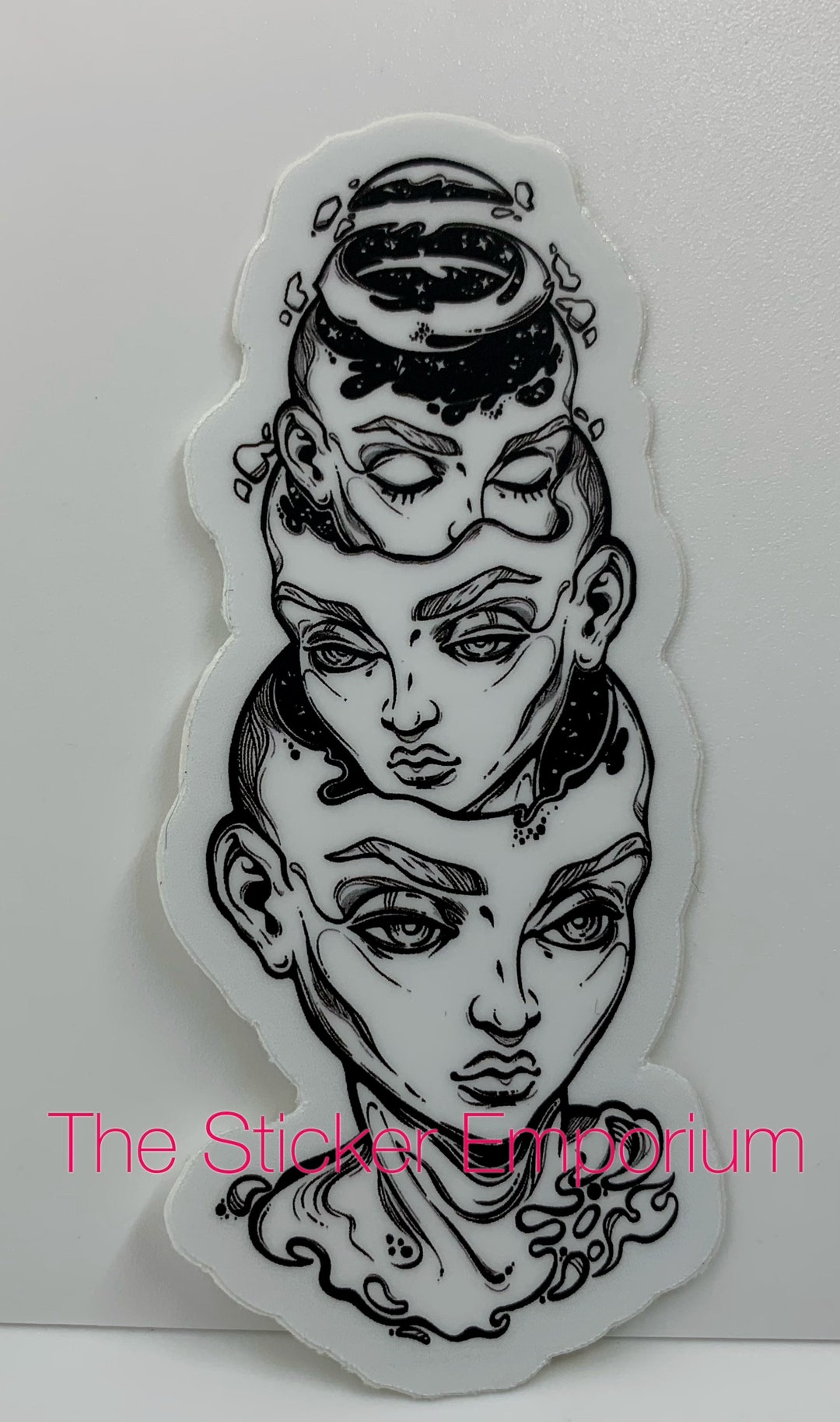 Surreal Portrait Head Sticker ~ Gothic Weird Freaky Art Sticker ~ Water ...