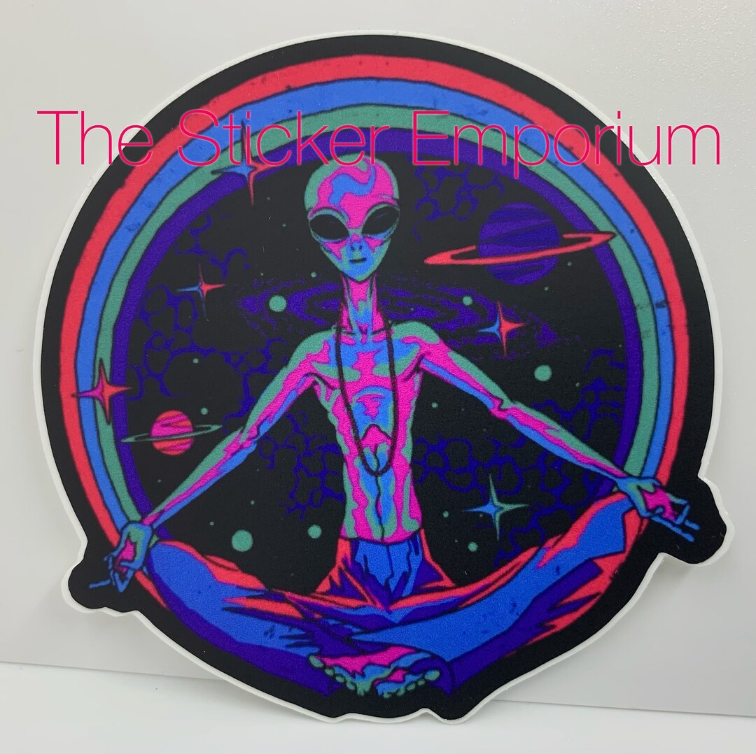 Trippy Alien Peace Sign Aliens UFO Sticker ~ Water Bottle ~ Laptop ...