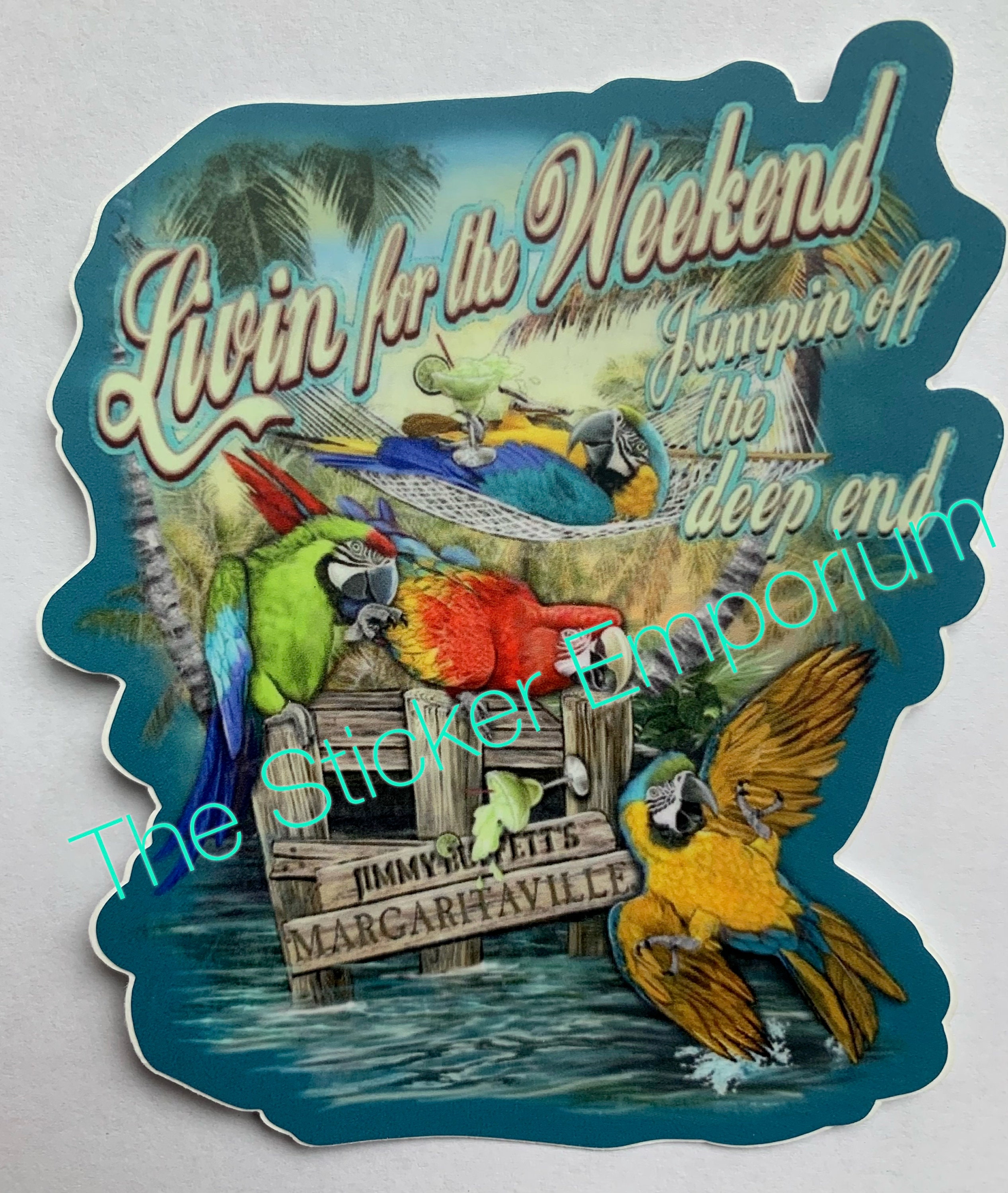 Jimmy Buffett Margaritaville Livin for the Weekend Sticker Water Bottle ...