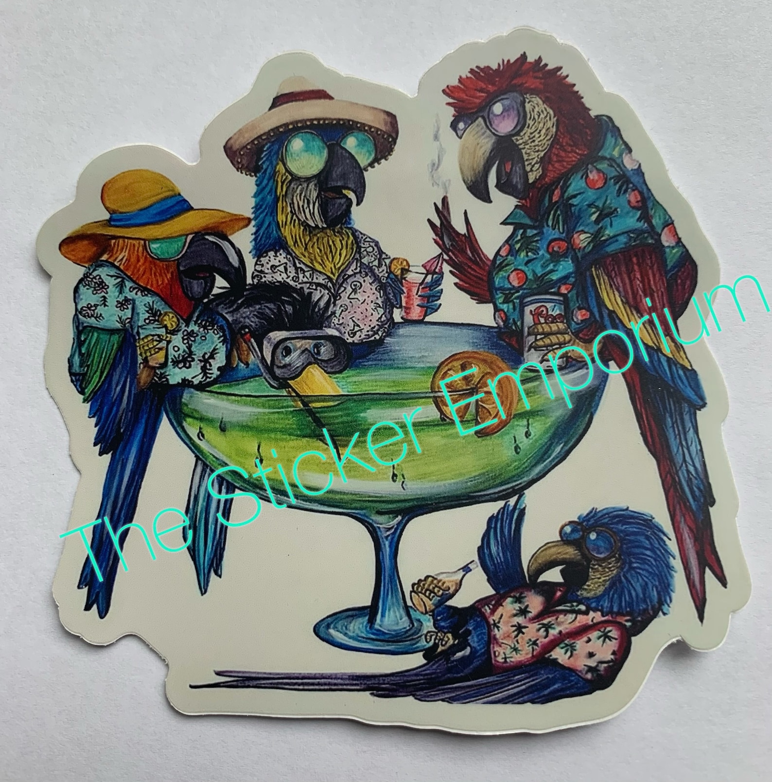 Jimmy Buffett Margarita Macaw Parrot Sticker Tumbler Car 4” Parrothead ...