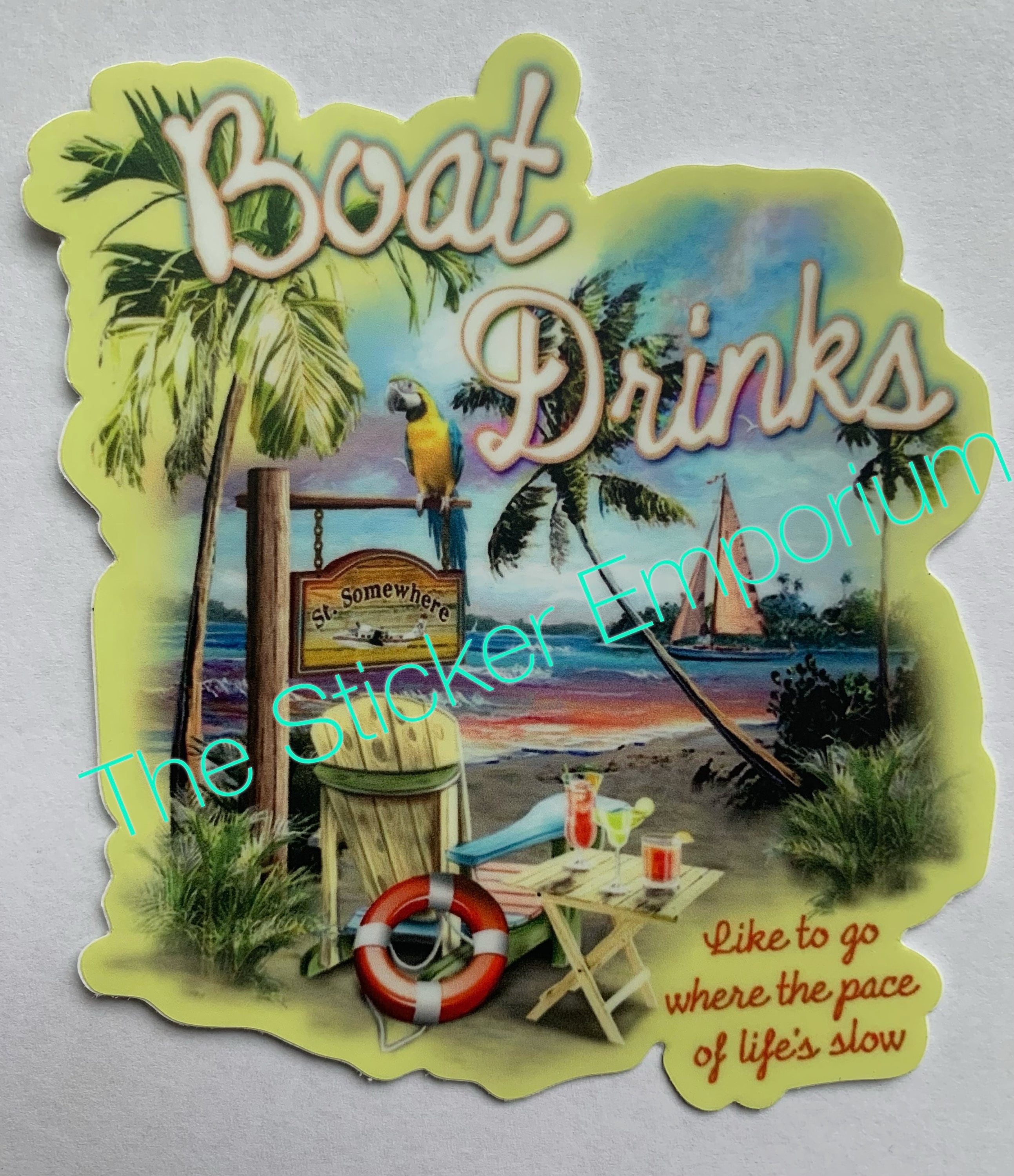 Jimmy Buffett Margaritaville Boat Drinks Sticker Water Bottle Car 4 ...