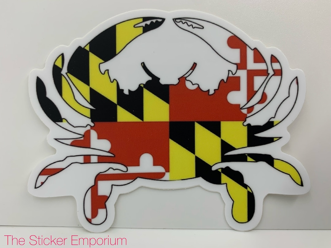 Maryland State Flag Crab Sticker ~ Water Bottle Laptop Tumbler Car ...