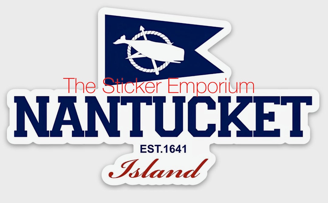 Nantucket Island Massachusetts MA Cape Cod Blue Whale Flag Sticker ...