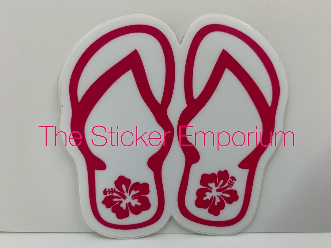 Tropical Hibiscus Flower Double Flip Flop Sandal Sticker ~ Water Bottle ...