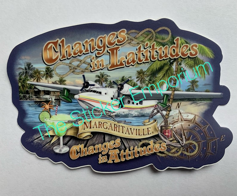 Jimmy Buffett Margaritaville Changes in Latitude Sticker Water Bottle ...