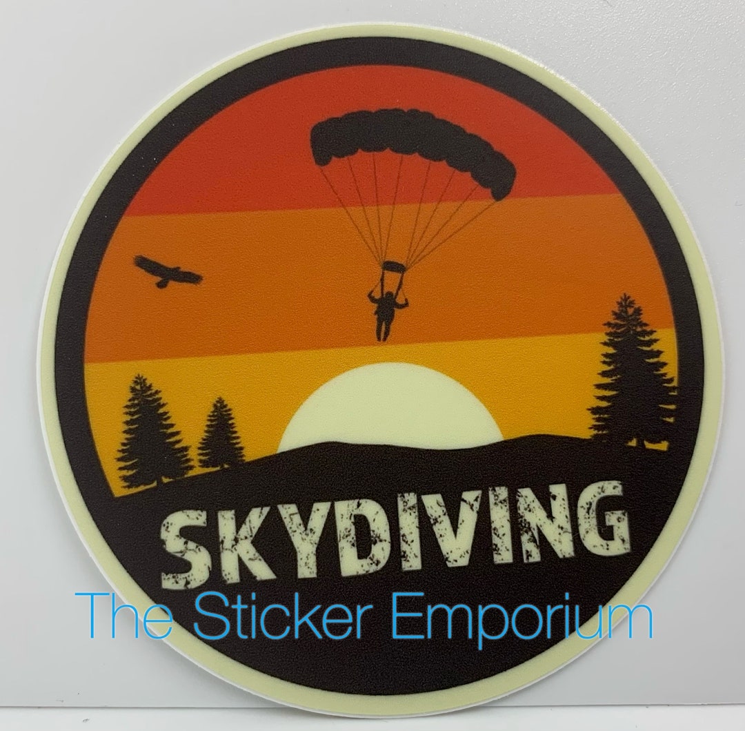 Skydiving Sticker ~ Water Bottle ~ Laptop Tumbler Car Gift Parachute ...