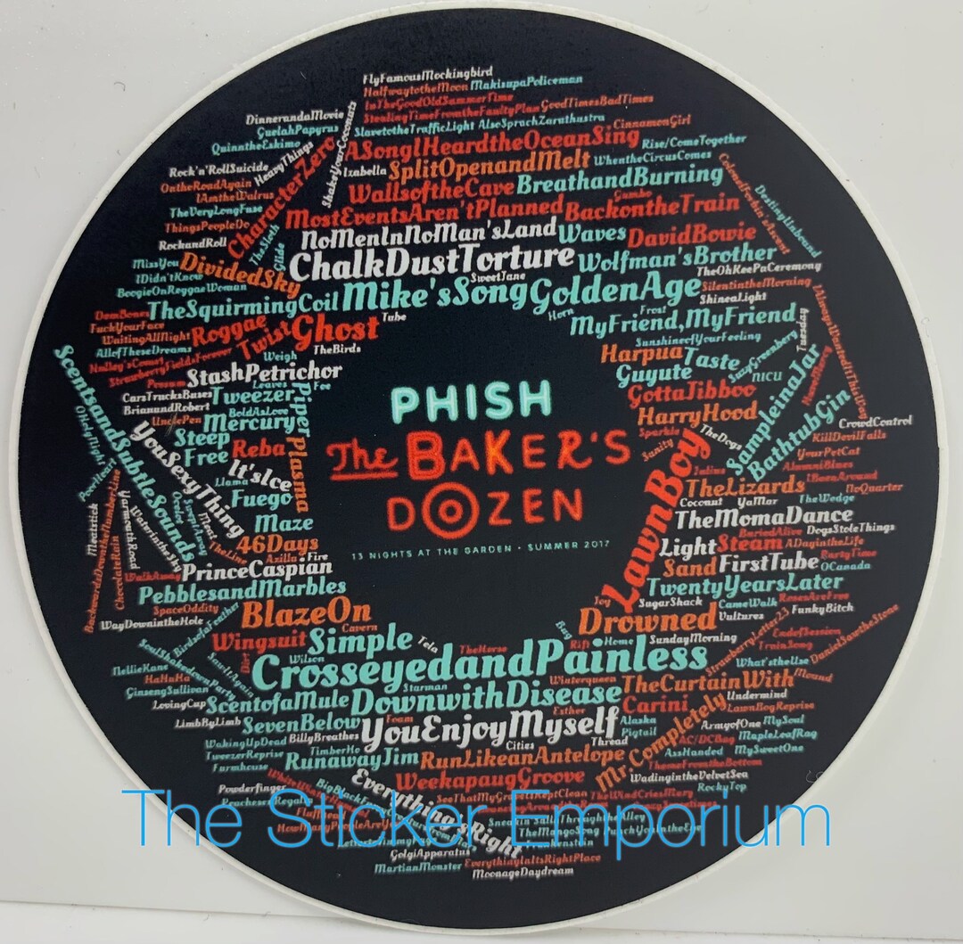Phish Sticker ~ Donut Bakers Dozen MSG Songs Water Bottle Laptop ...