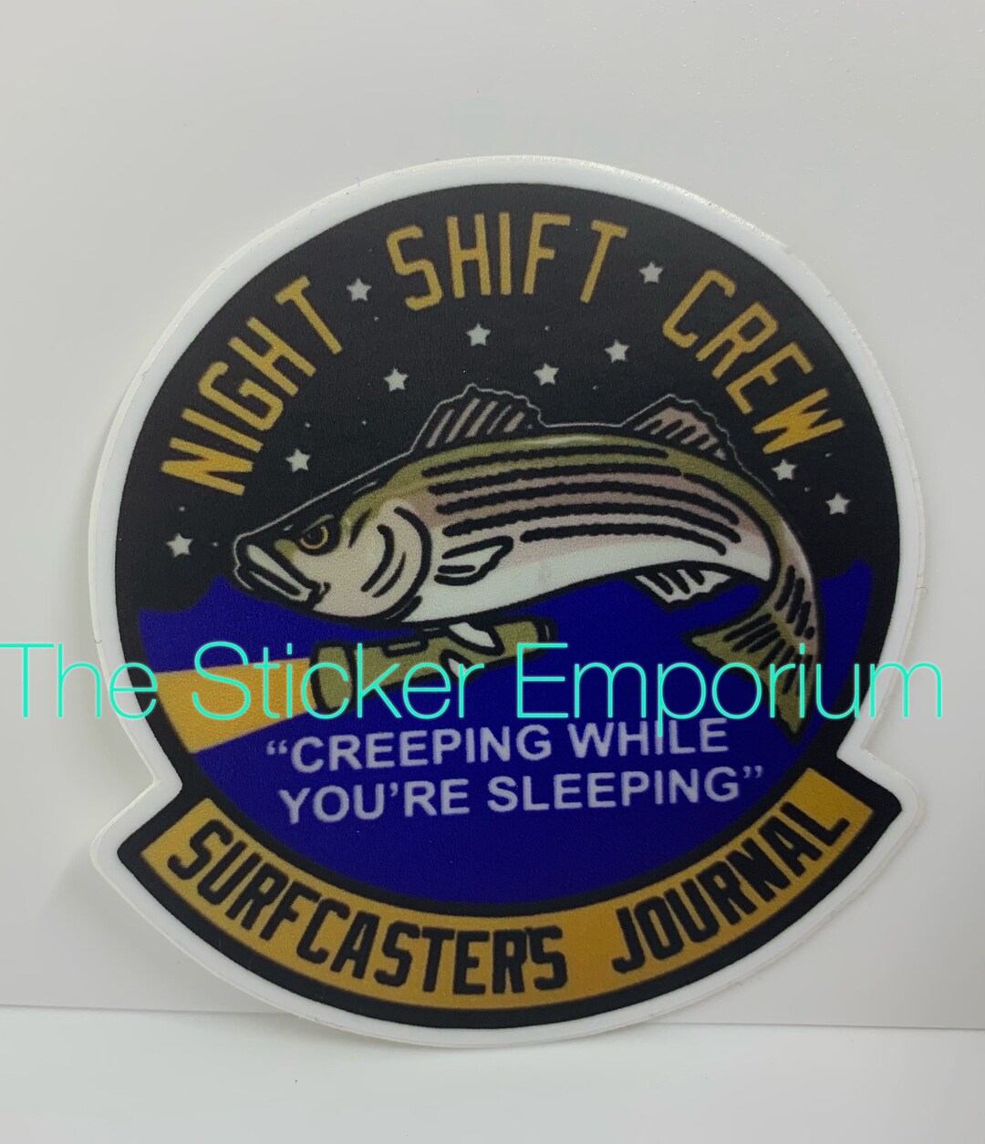 Surf Fishing Saltwater Striper Striped Bass Sticker ~ Water Bottle ...