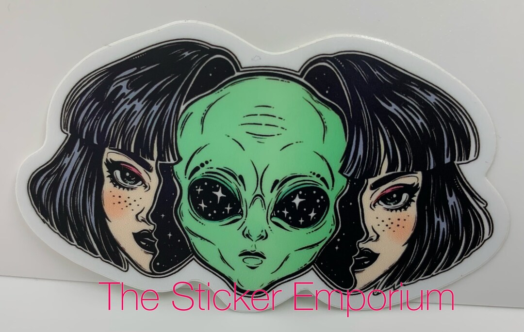 Alien Disguised as Girl Sticker Aesthetic UFO Space Weird Freaky ...