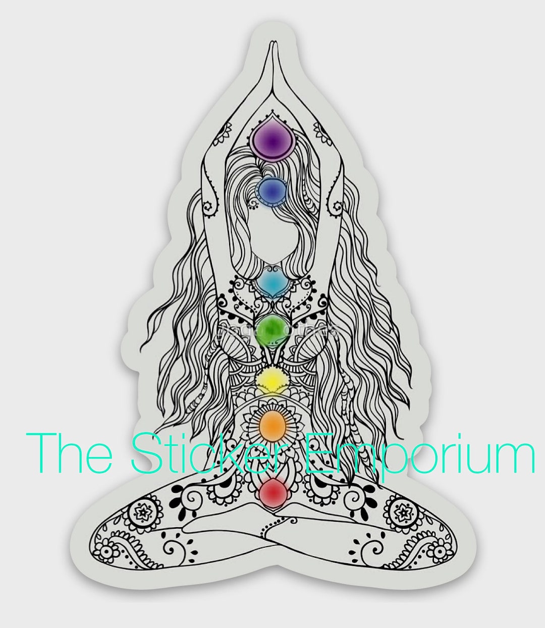 Yoga Reiki 7 Chakra Healing Sticker Water Bottle Laptop Phone Tumbler ...