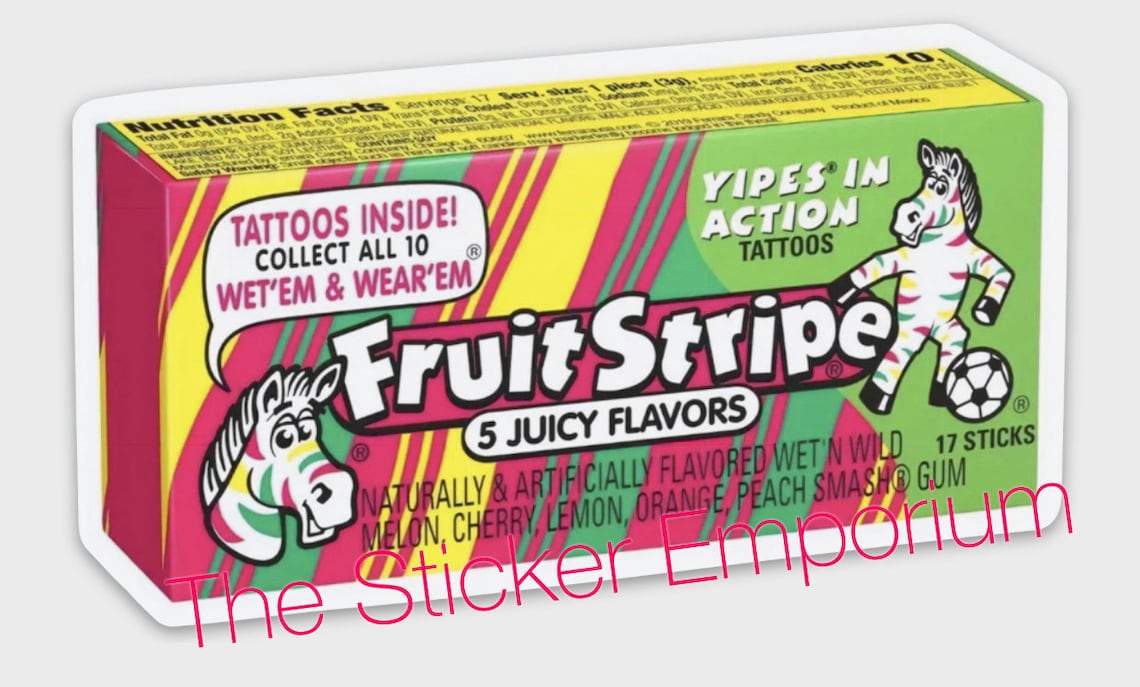 Fruit Stripe Pack of Gum Zebra STICKER ONLY ~ Water Bottle ~ Laptop ...