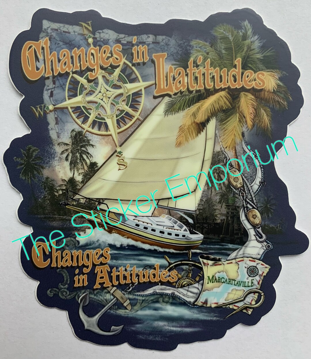 Jimmy Buffett Margaritaville Changes in Latitude Sticker Water Bottle ...