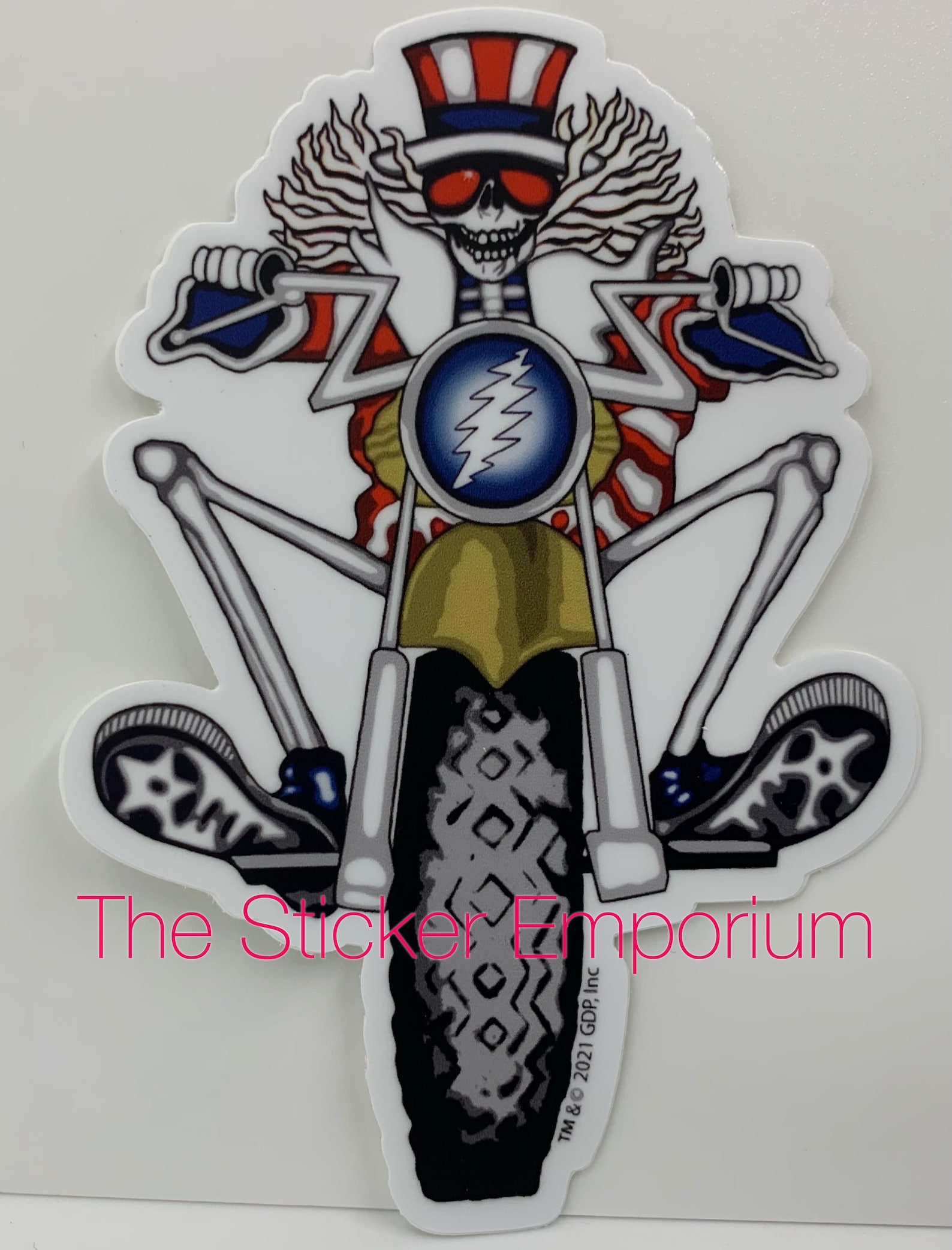 GD Uncle Sam Riding Motorcycle Helmet Sticker ~ Water Bottle Laptop ...