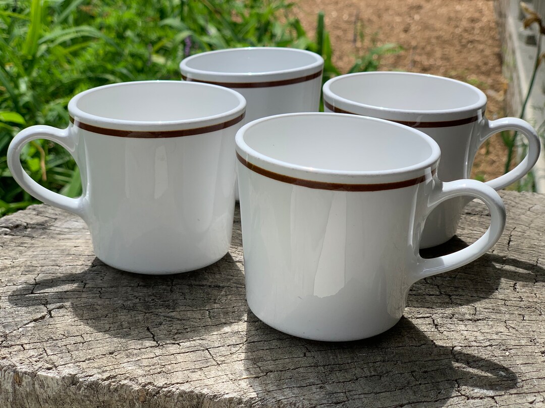 Vintage Lot of 4 Diner Restaurant Corning Coffee Mug Cup Pyroceram ...