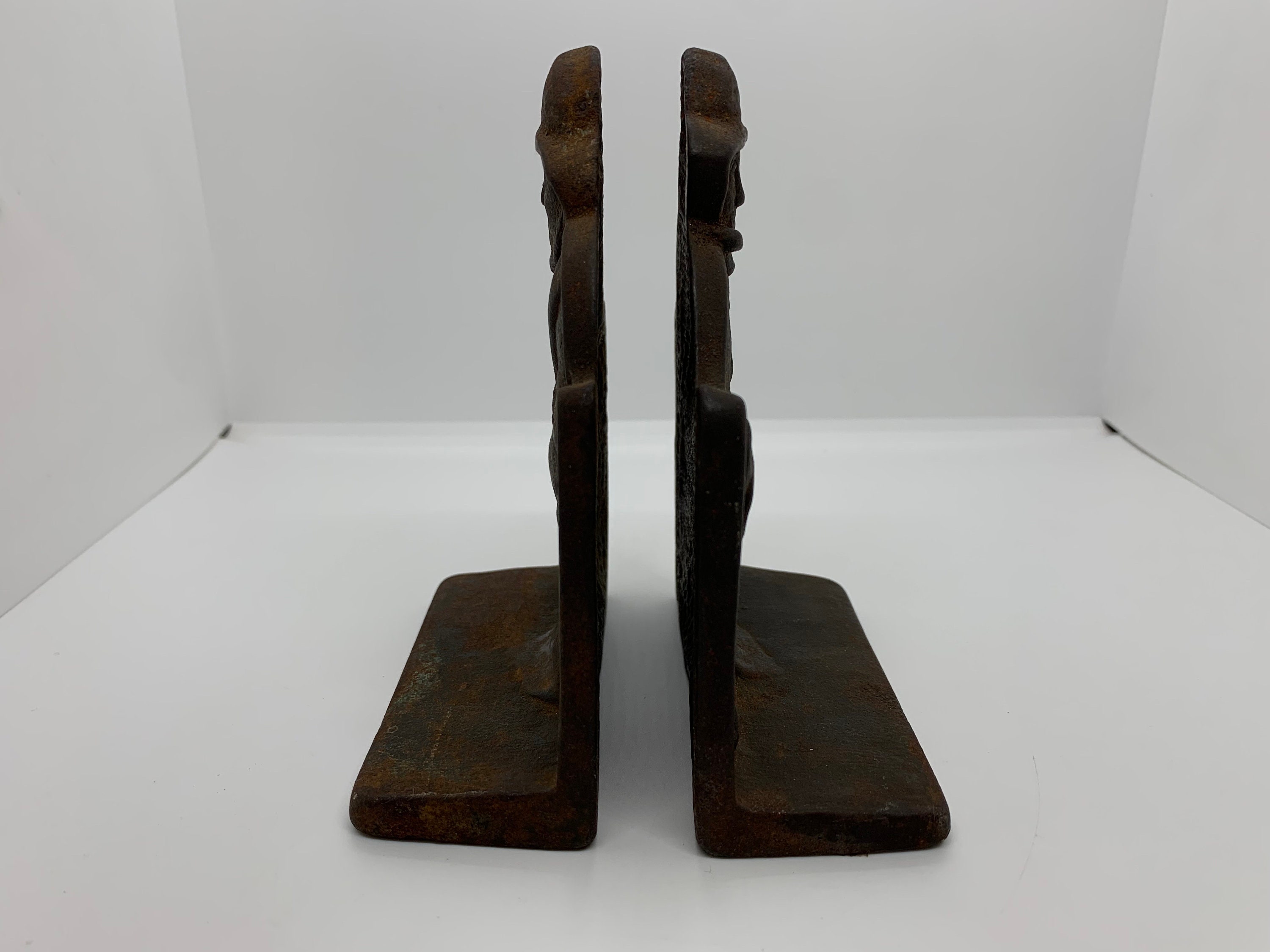 Antique 1928 Hubley Style Cast Iron Bookends Vintage Cape Cod Fisherman ...